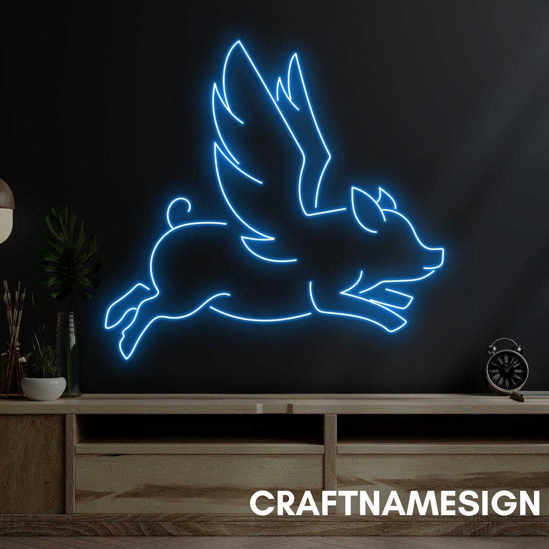 Pig Flying Neon Sign, Pig Flying Led Sign, Custom Neon Sign, Farmhouse ...