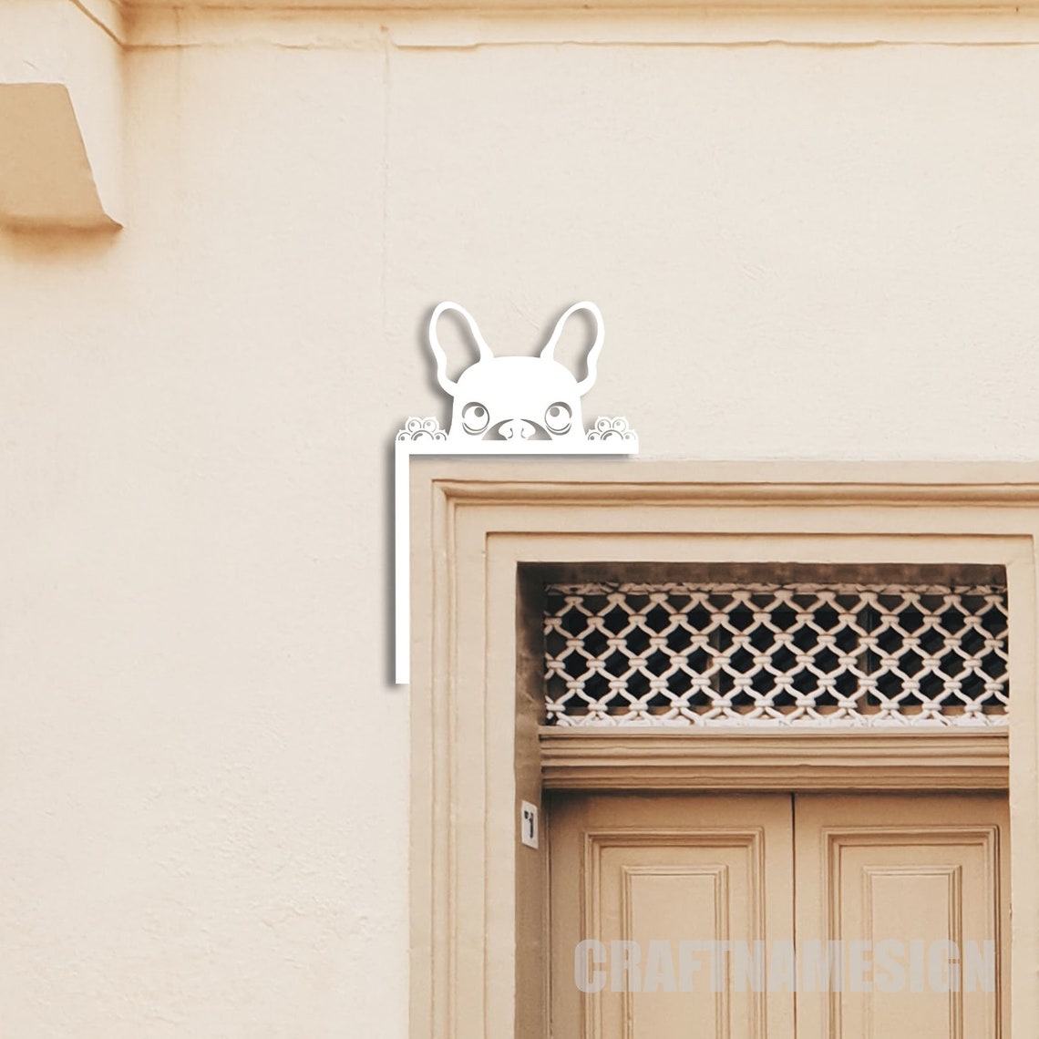 Peeking French Bulldog Door Corner Metal Wall Art, French Bulldog Door ...