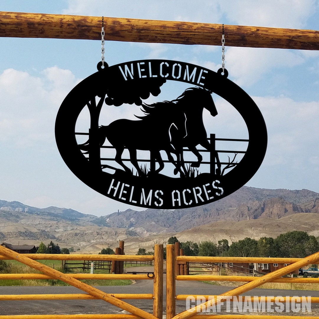 Personalized Outdoor Metal Horse Farm Sign, Metal Name Sign Outdoor ...