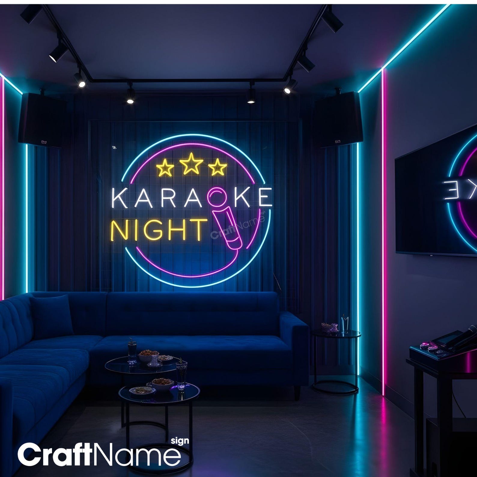 Karaoke Night Neon Sign – LED Wall Light for Bar, Lounge, or Music Room ...