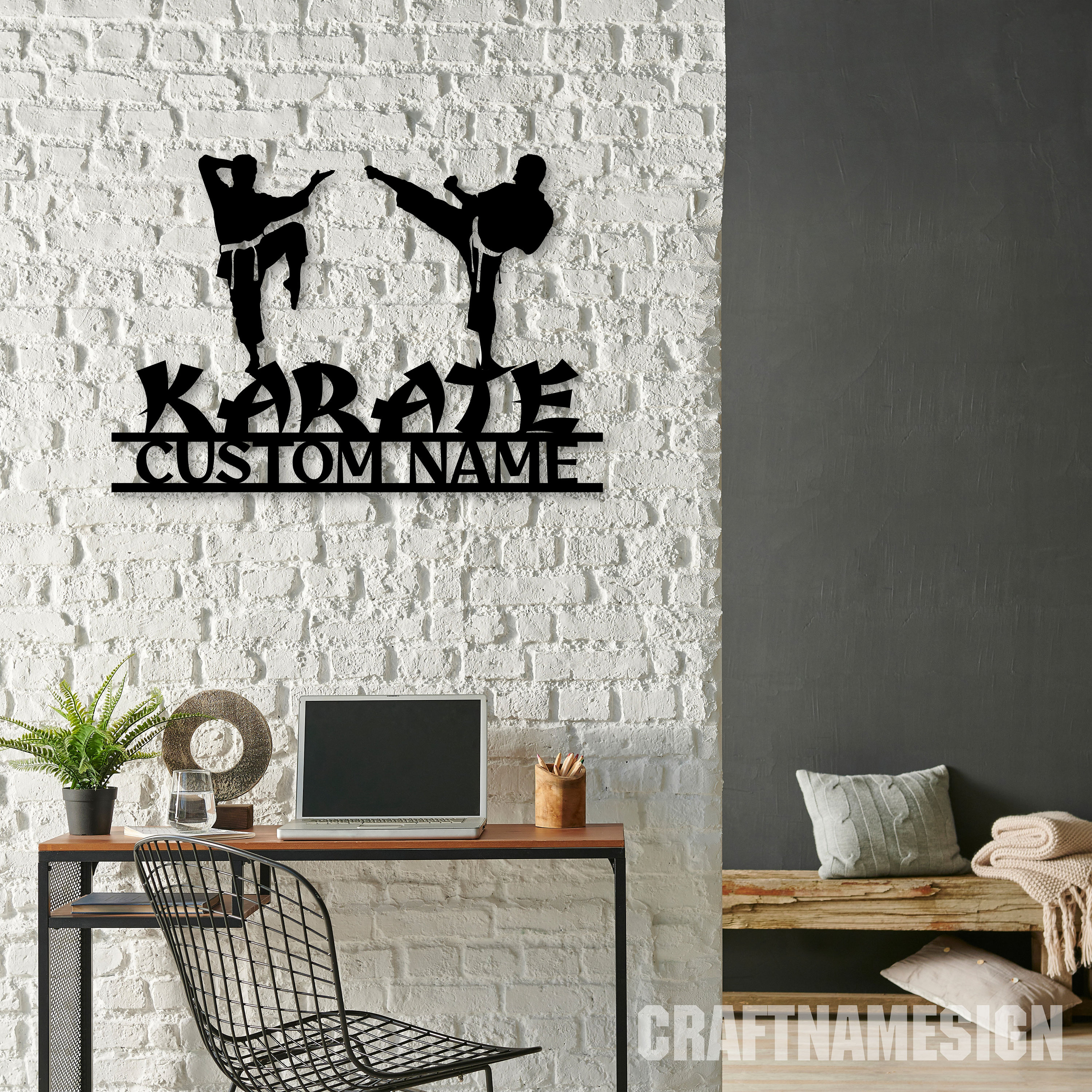 Custom Boy Karate Martial Arts Metal Wall Art With LED Light ...