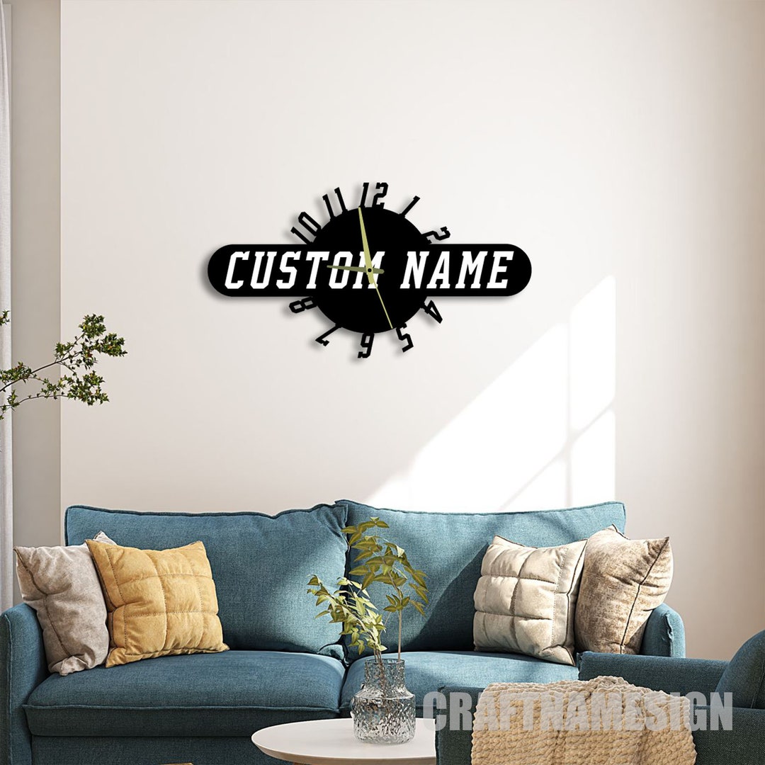 Custom Metal Black Wall Clock, Wall Clock Unique for Home Decor and ...