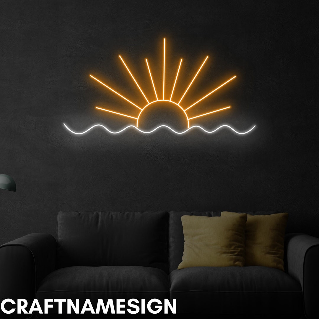 Sunset Wave Ocean Neon Sign, Sunset Wave Led Sign, Custom Neon Sign ...