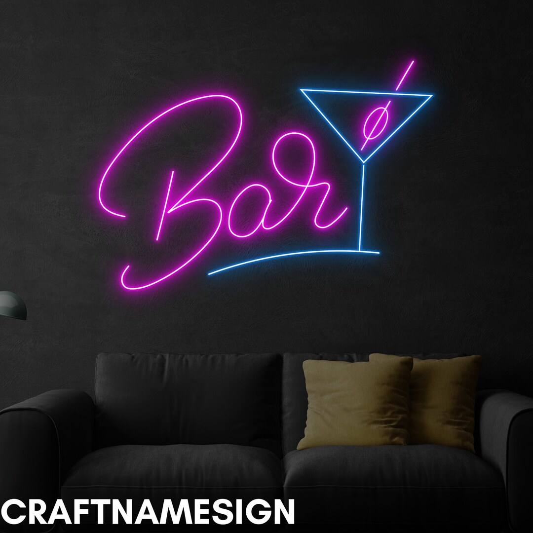 Custom Cocktail Bar Neon Sign, Lemon Cocktails Led Sign, Custom Neon ...
