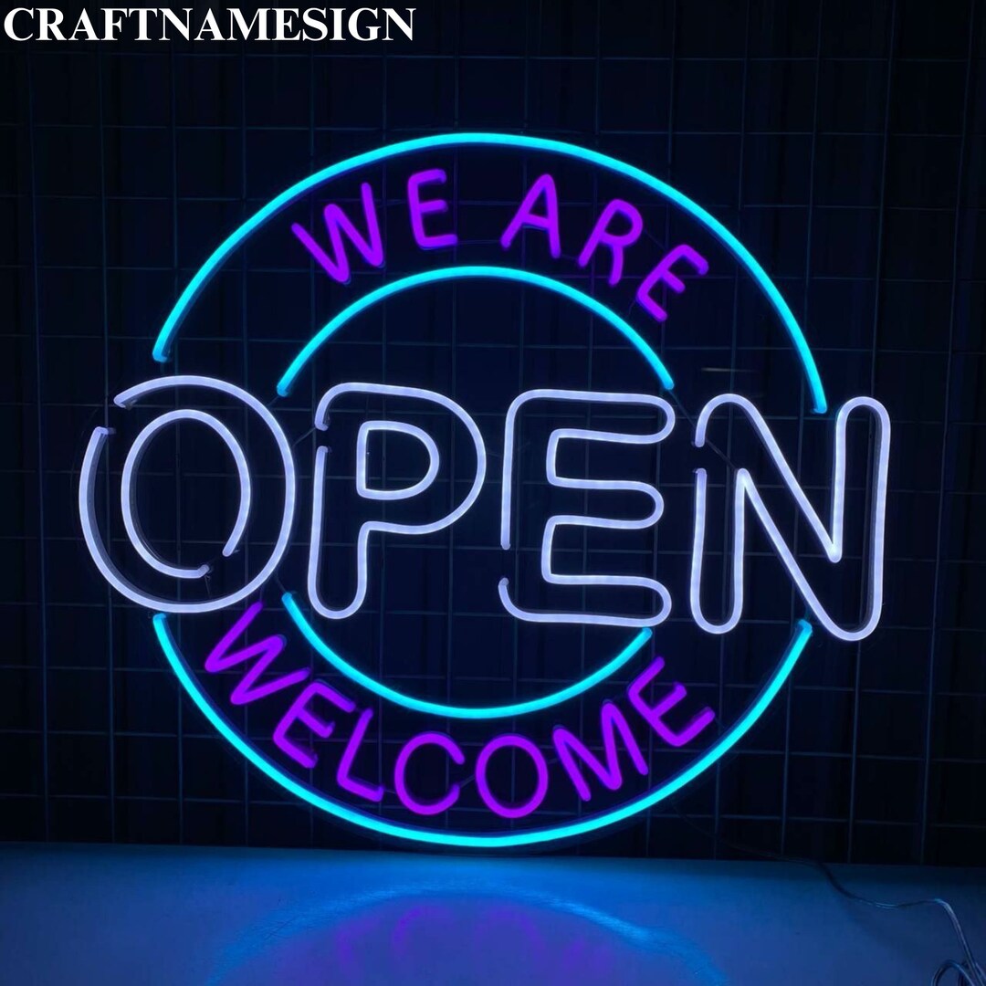 We Are Open Welcome Neon Sign, Basic Welcome Signboard, Custom Neon Led ...