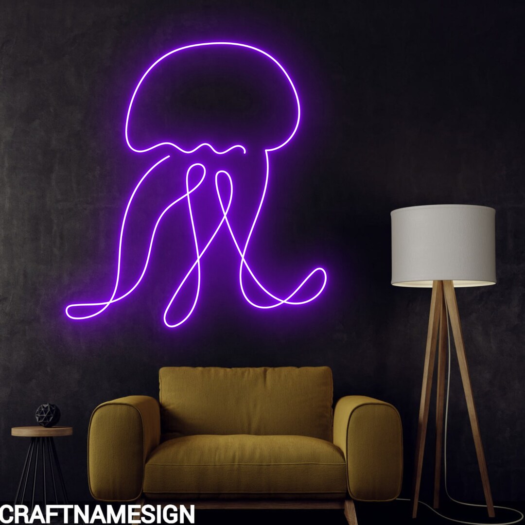 Jellyfish Neon Sign, Sea Jellyfish Line Led Sign, Custom Neon Sign ...
