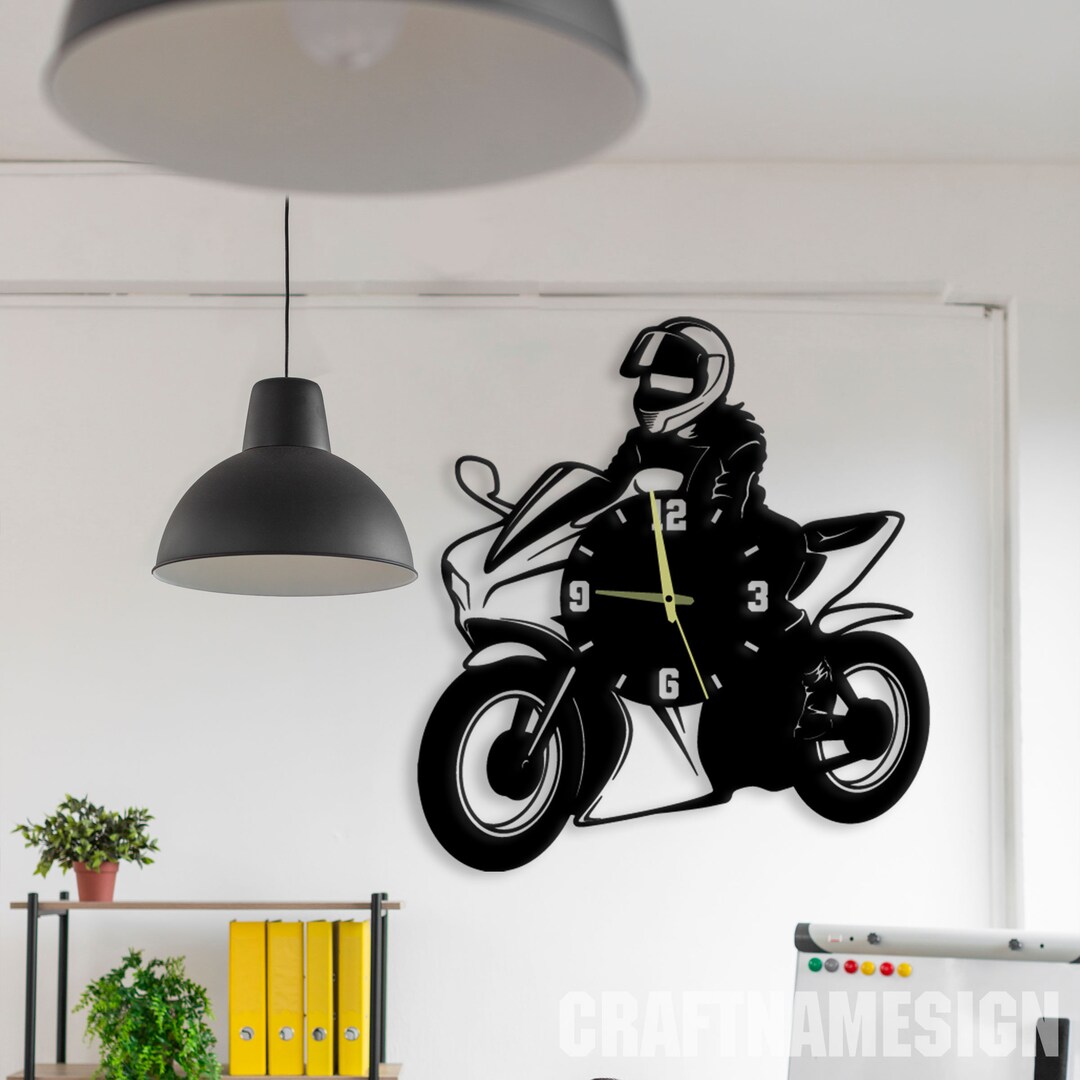Wall Clock Girl Motorcyclist Decoration, Wall Clock Unique for Home ...