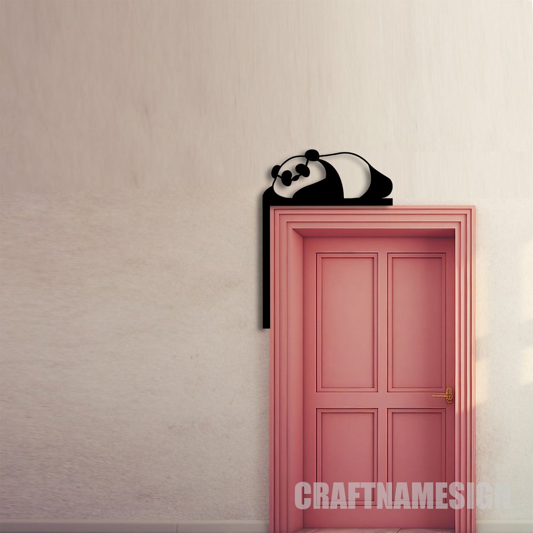 Panda Door Corner Metal Wall Art, Panda Bear Door Topper, Panda Door ...