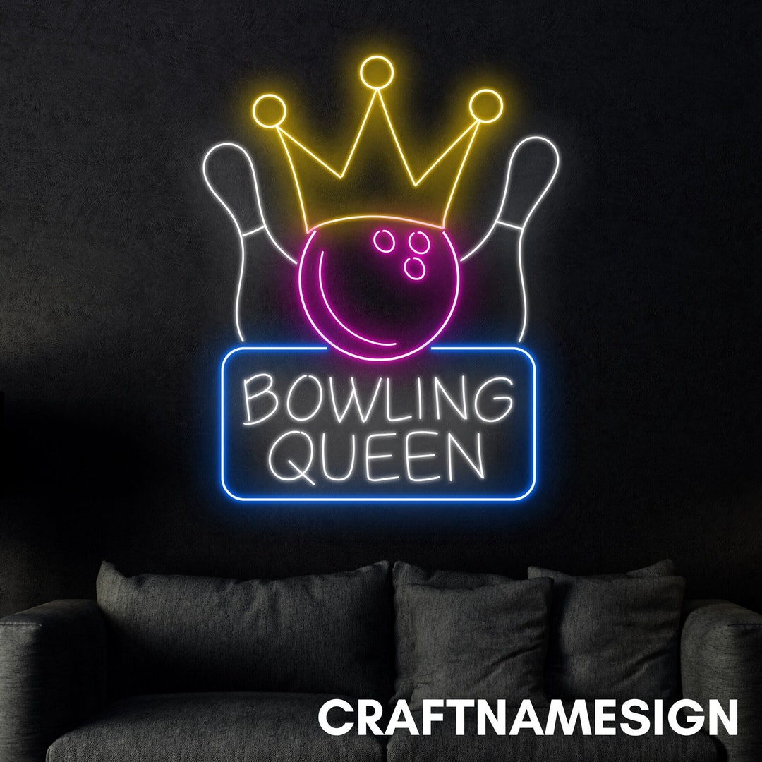 Bowling Queen Neon Sign, Bowling Led Sign, Custom Neon Sign, Sport Shop ...