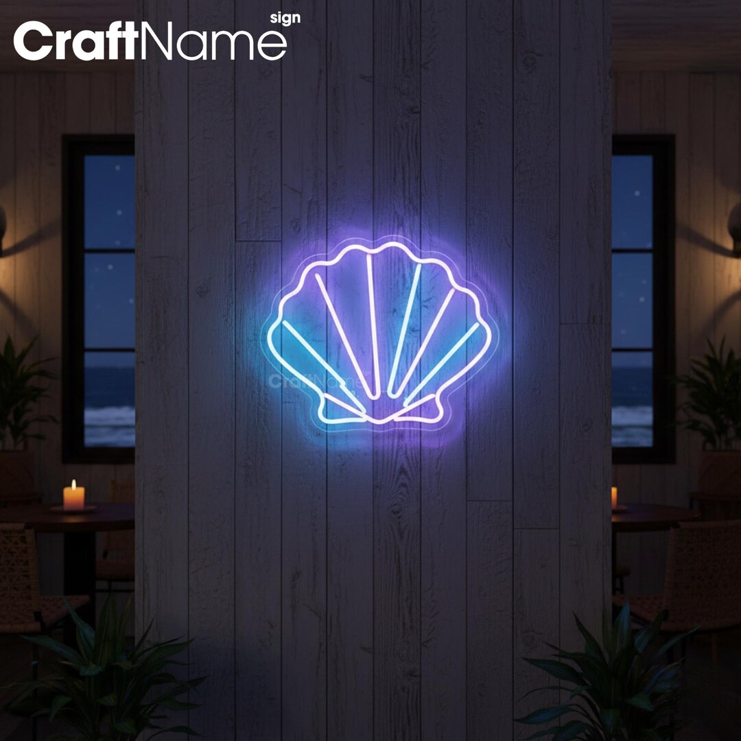 Seashell Neon Wall Art for Coastal Home Decor, Ocean Inspired LED Sign ...