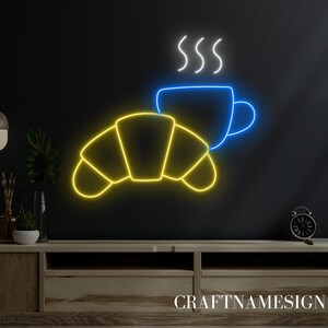 Croissant Coffee Neon Sign, Croissant Led Sign, Custom Neon Sign, Bake ...