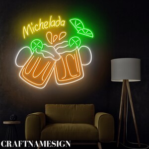 Open Michelada Cocktail Bar Neon Sign, Mexican Michelada Cocktails Led ...