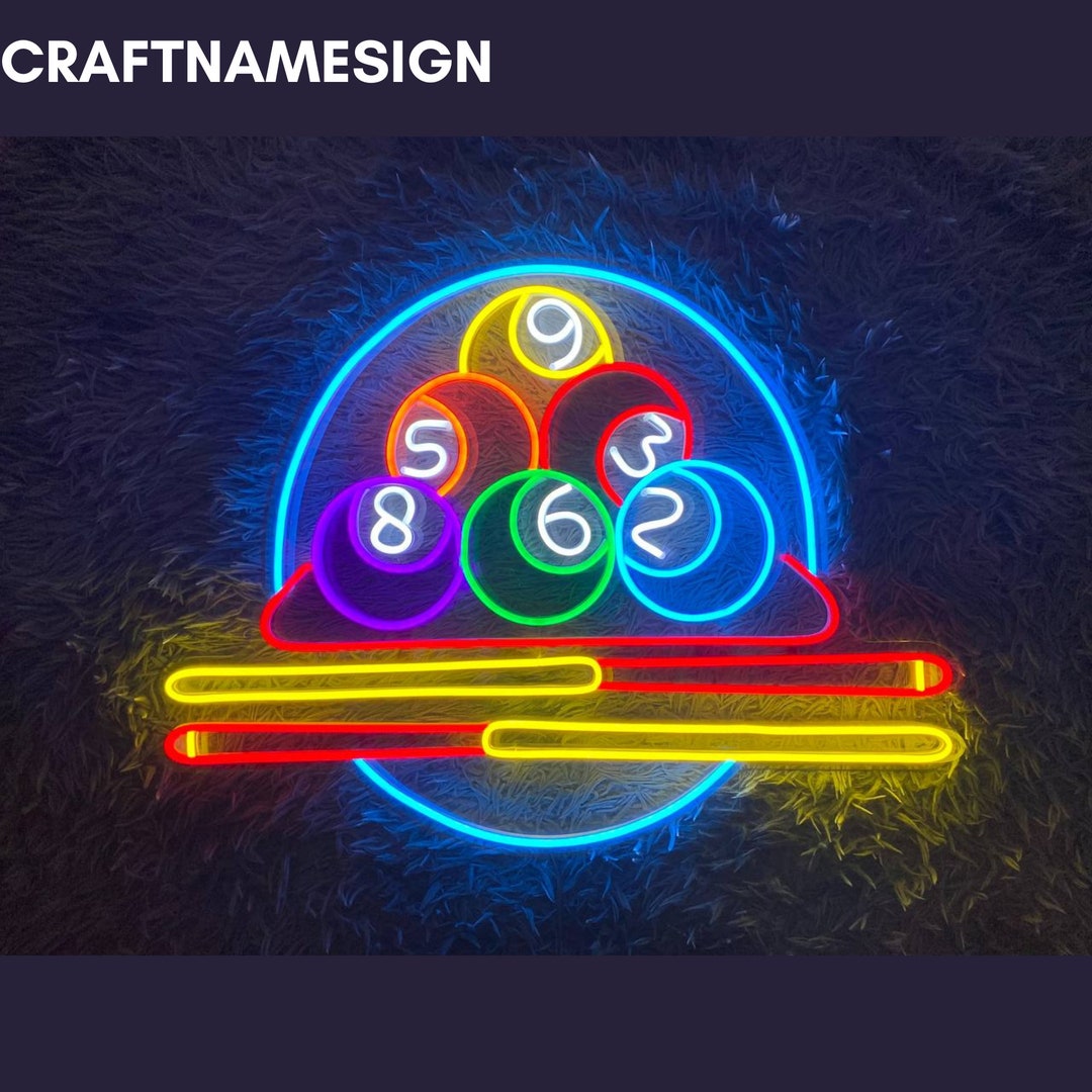 Billiard Pool Neon Sign, Billiards Led Sign, Billiards Neon Signs ...