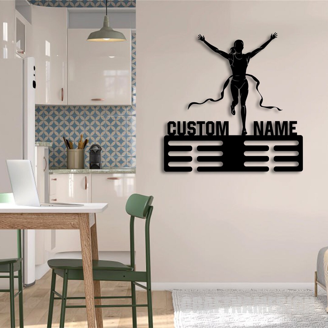 Custom Metal Running Medal Hanger Wall Art Led Light, Running Player ...