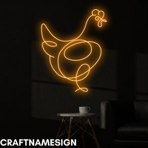 Chicken Line Neon Sign, Chicken Line Led Sign, Custom Neon Sign, Fried ...