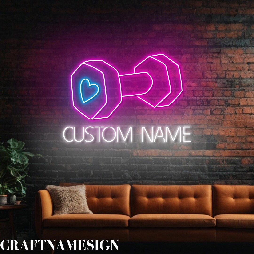 Custom Dumbbell Neon Sign, Custom Gym Club Led Sign, Body Building Room ...
