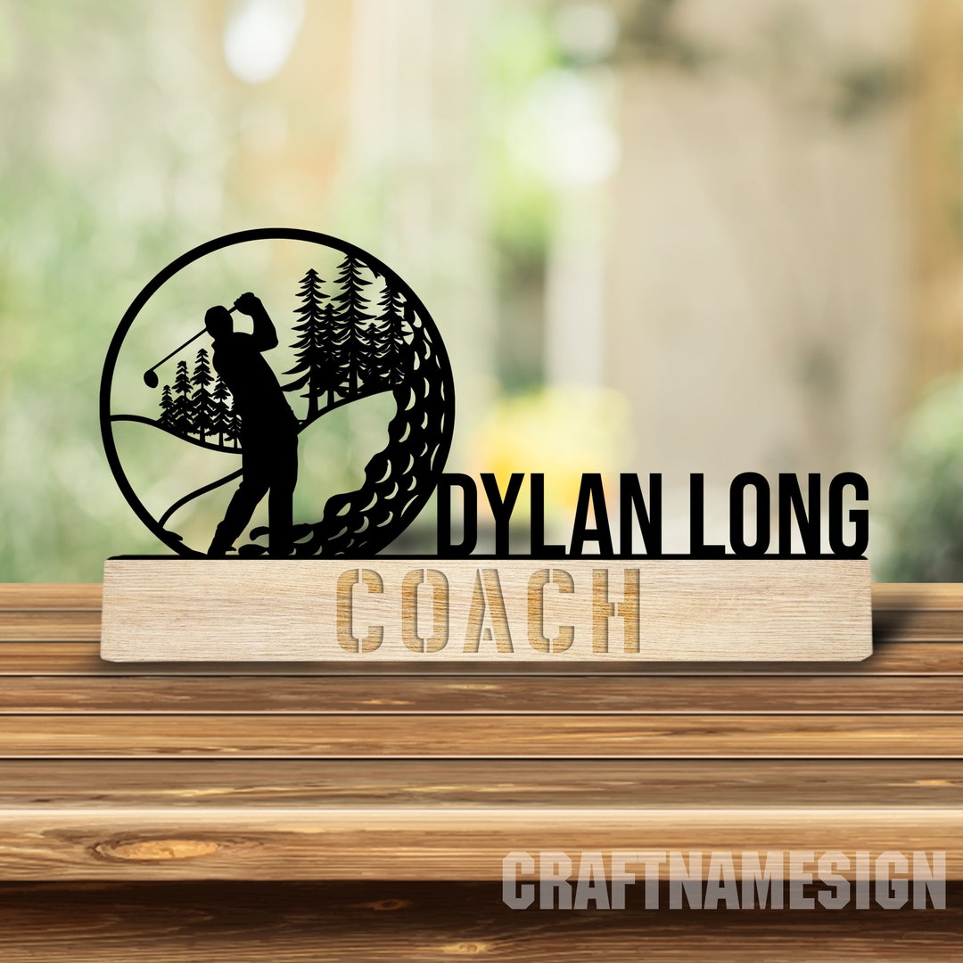 Custom Wooden Golfing Desk Name Plate, Golf Lover Metal Nameplate for ...