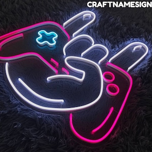 Rock Hand Game Controller Neon Sign, Game Controller Led Sign, Custom ...