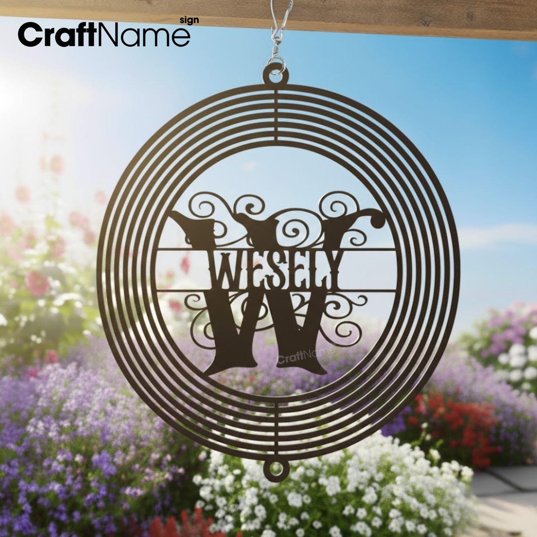 Custom Initial Metal Wind Spinner With Name, Personalized Monogram ...