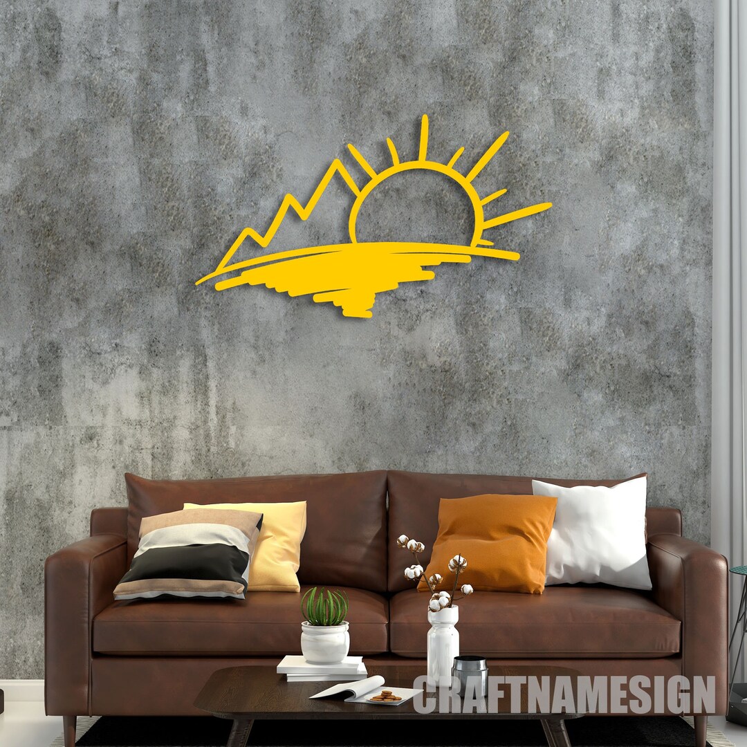 Sunrise Metal Wall Art, Sun and Mountain Metal Wall Decor, Sunrise ...