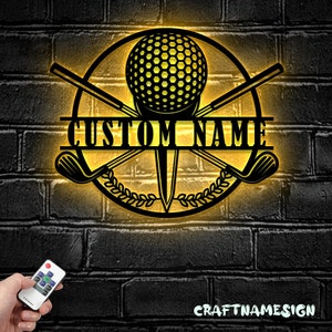 Custom Golfing Metal Wall Art LED Light| Personalized Golfer Name Sign ...