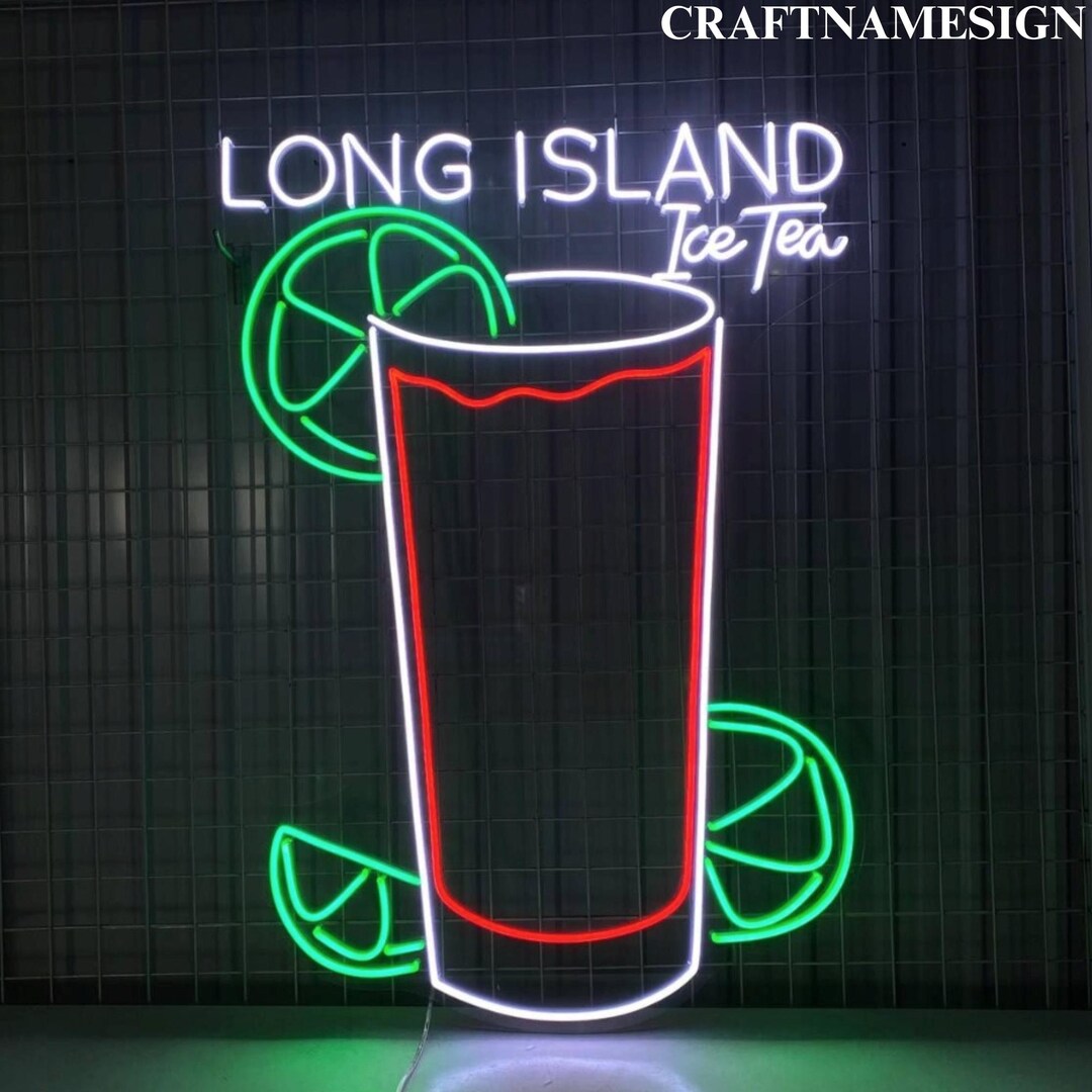 Long Island Ice Tea Neon Sign, Lemon Ice Tea, Custom Neon Sign, Coffee ...