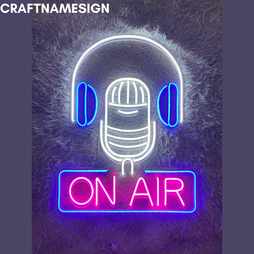 Music on Air Neon Sign, Podcast Led Sign, Custom Neon Sign, Recording ...