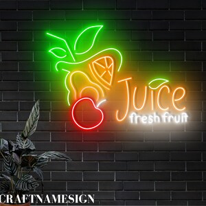 Juice Fresh Fruit Neon Sign, Fruit Juice Bar Led Sign, Custom Neon Sign ...