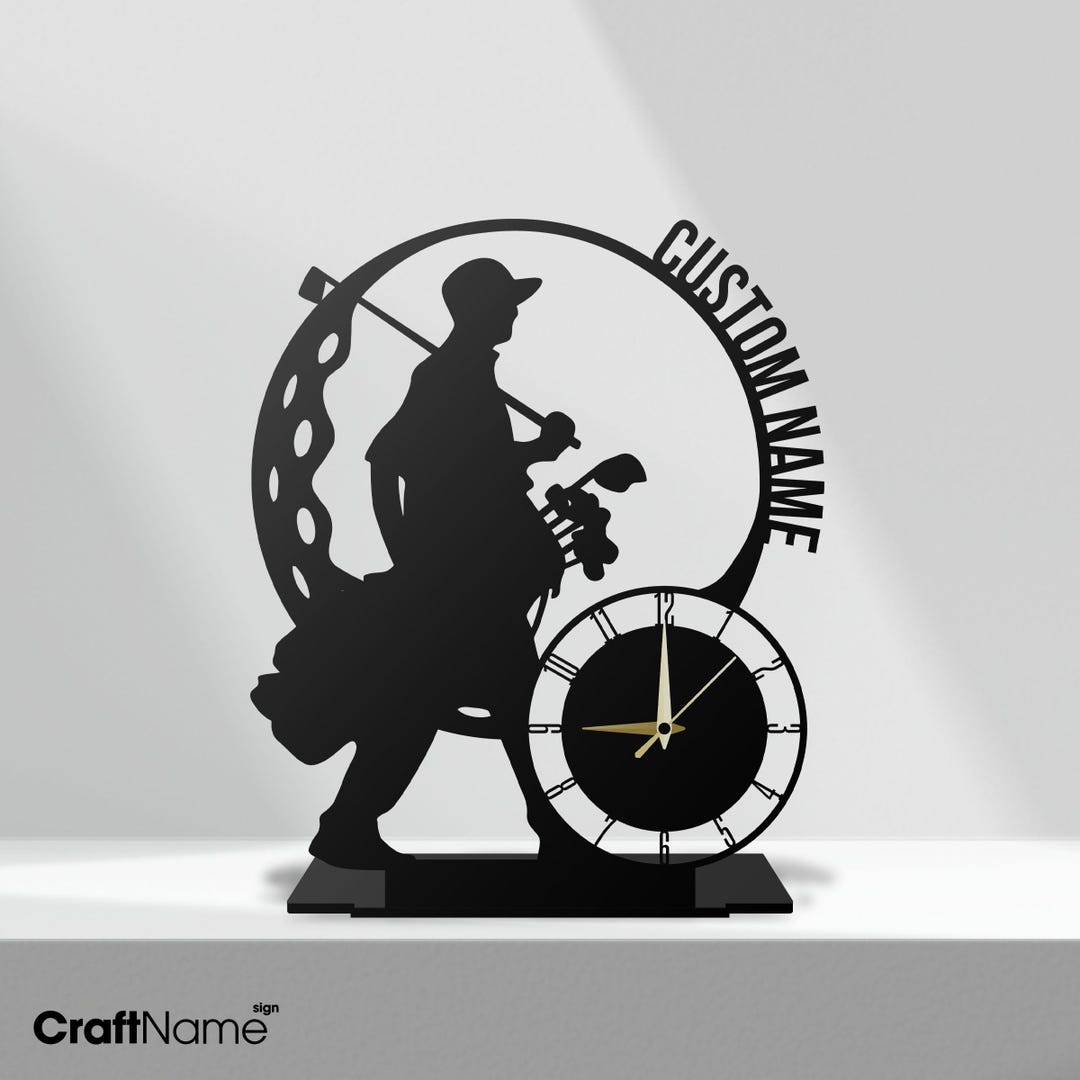 Custom Golfer Metal Desk Clock, Personalized Golfer Player Name Metal ...