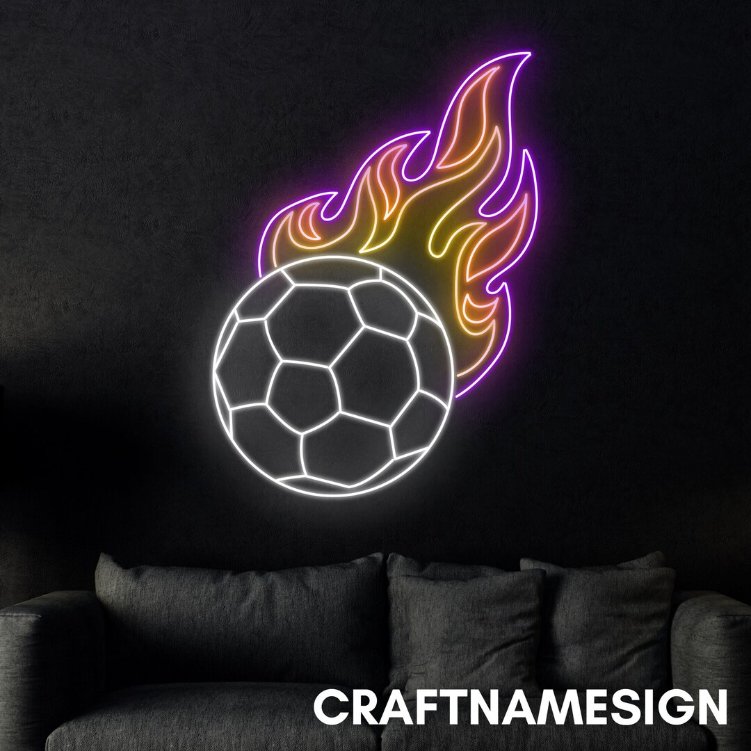 Soccer Fire Neon Sign, Soccer Fire Led Sign, Custom Neon Sign, Soccer ...