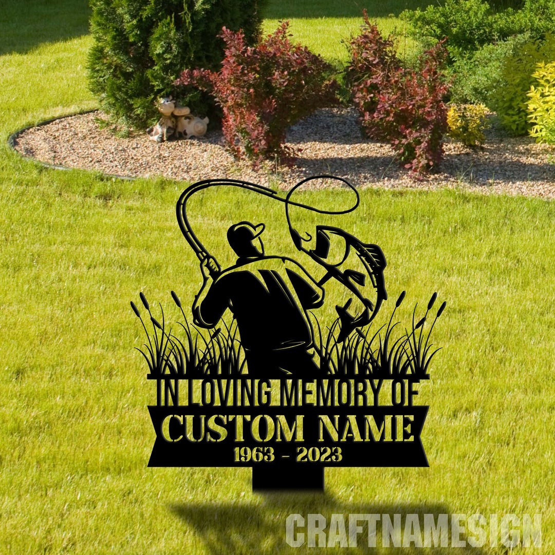 Custom Bass Fishing Fisherman Memorial Stake, Memorial Plaque With ...