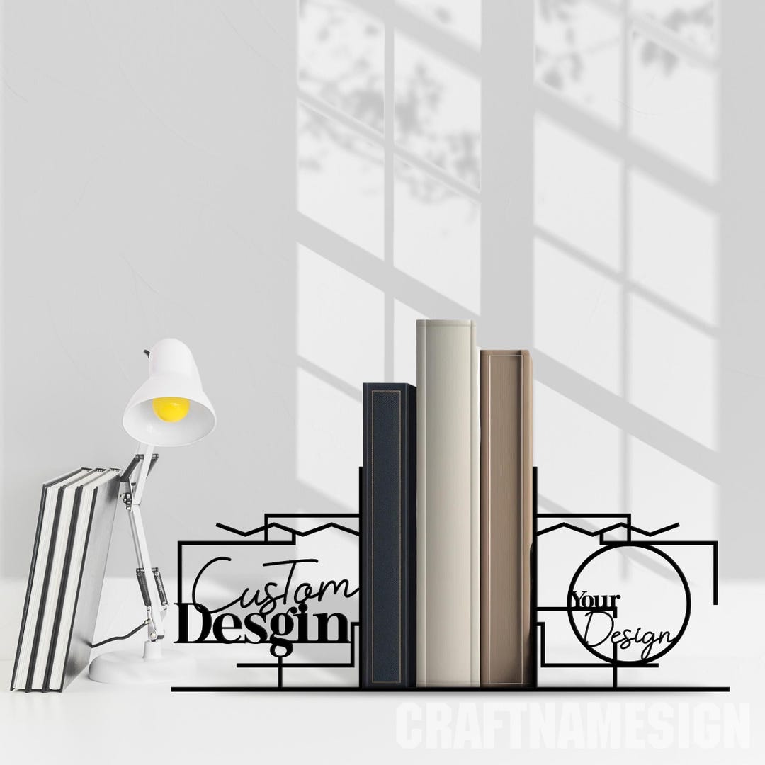 Custom Metal Bookend, Personalized Name Letter Logo Book Ends, Book ...