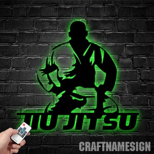 Personalized Brazilian Jiu Jitsu Metal Wall Art LED Light, Custom ...