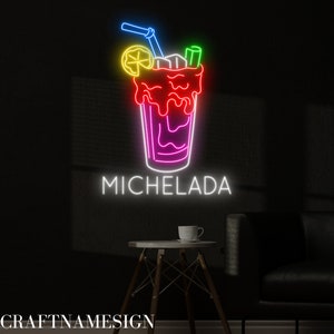 Michelada Neon Sign, Mexican Michelada Cocktails Led Sign, Custom Neon ...