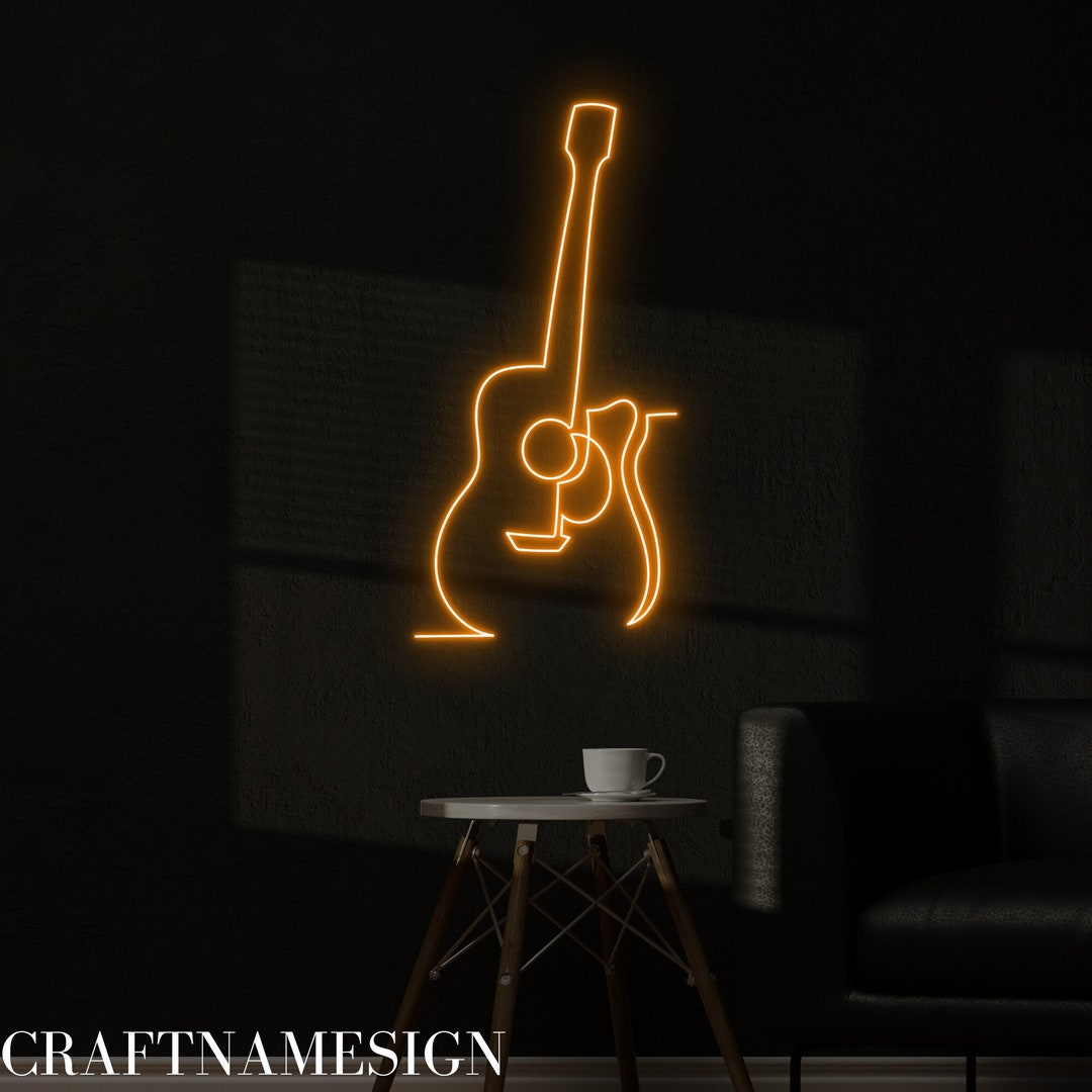 Guitar Line Neon Sign, Guitar Band Led Sign, Custom Neon Sign, Guitar ...