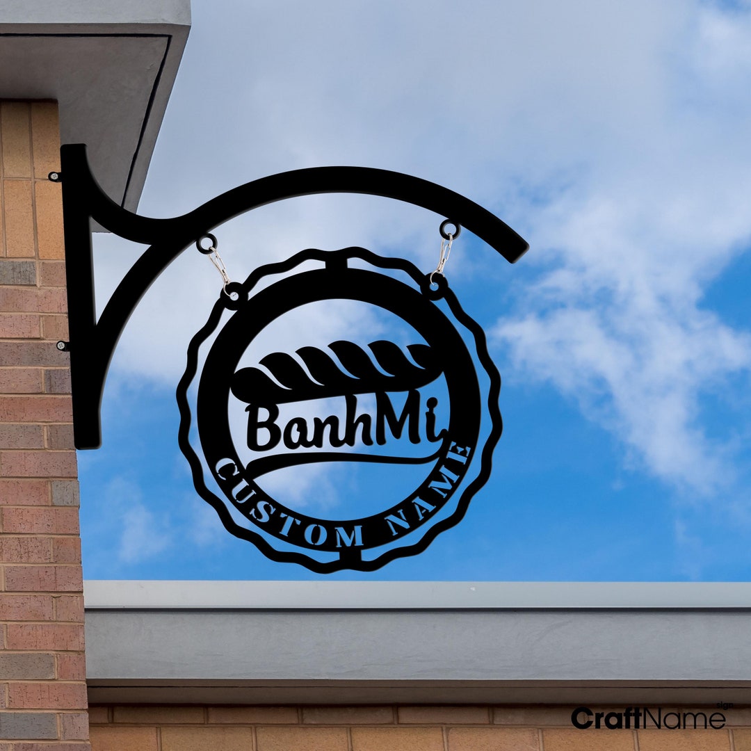 Custom Banh Mi Shop Metal Steel Hanging Sign, Large Metal Laser Cut ...