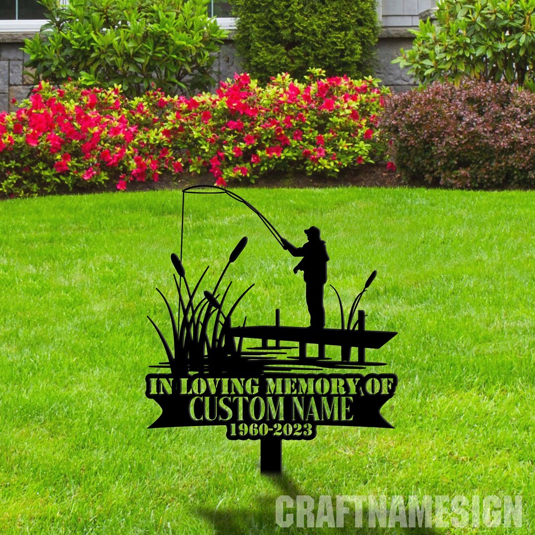 Custom Bass Fishing Fisherman Memorial Stake, Memorial Plaque With ...