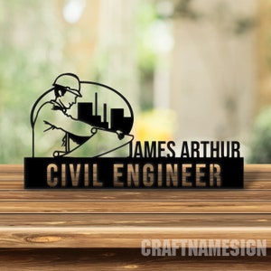 Custom Wooden Civil Engineer Desk Name Plate, Engineer Metal Nameplate ...