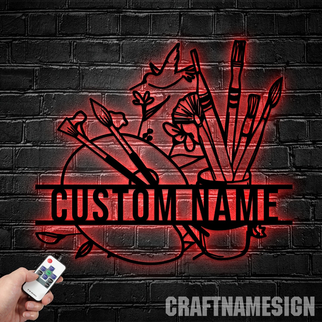 Custom Artist Metal Sign, Art Studio Metal LED Decor, Personalized ...