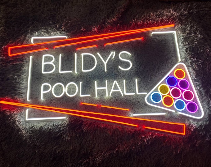 Billiards Glowing Neon Sign Effect Pool Room Hobby Sport Game Room Man ...