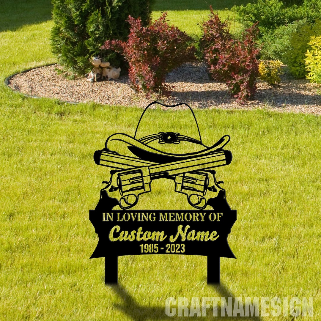 Personalized Cowboy Memorial Stake, Cowboy Sympathy Gift, Memorial ...