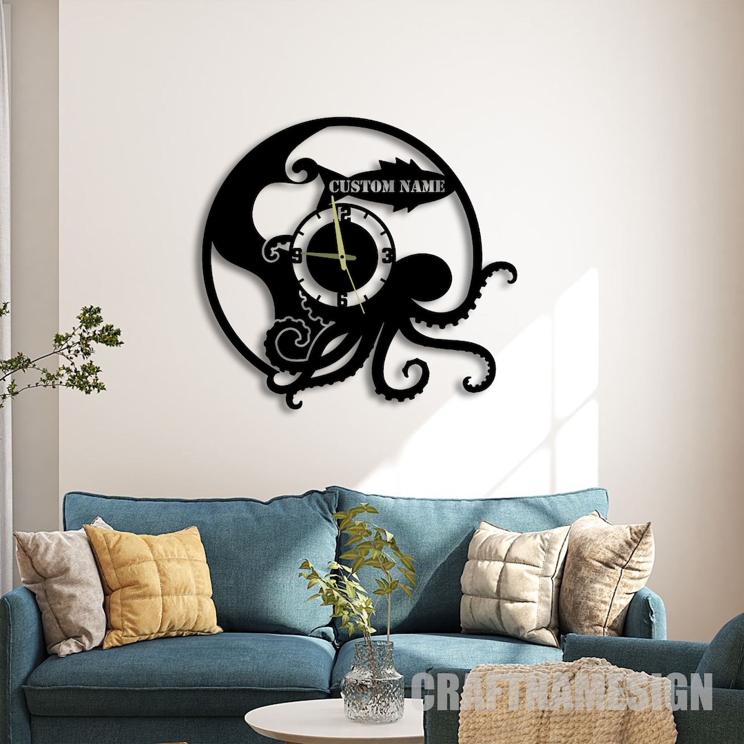 Custom Octopus Metal Wall Clock, Wall Clock Unique for Home Decor and ...