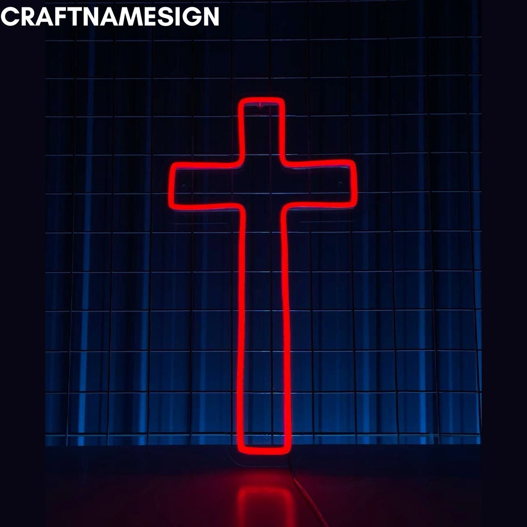 Cross Symbol Neon Sign, Cross Christian Led Sign, Custom Neon Sign ...