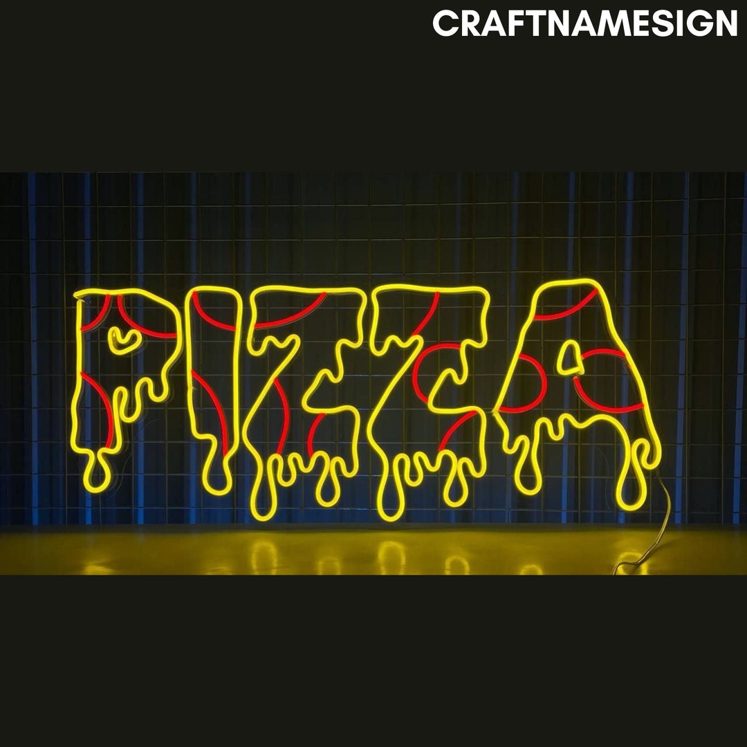 Dripping Pizza Signboard Neon Sign, Open Italian Pizza Shop Led Sign ...