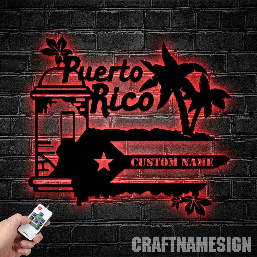 Custom Puerto Rico Metal Sign, Born in Puerto Rico Metal Led Decor ...