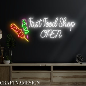 Fast Food Shop Open Neon Sign, Fast Food Shop Led Sign, Custom Neon ...