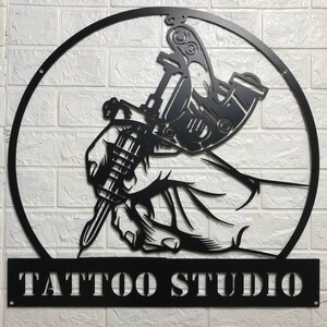 Personalized Tattoo Artist Metal Wall Art LED Light - Custom Ink Studio ...