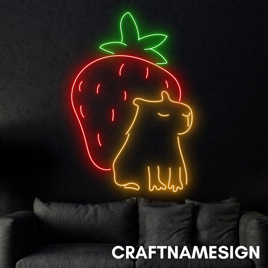 Strawberry Capybara Led Sign, Strawberry Neon Sign, Custom Neon Sign ...
