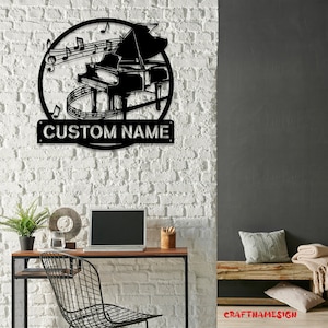Custom Musical Note Piano Player Metal Wall Art LED Light ...