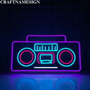 Neon Sign Boombox for Music Studio Wall Decor, Retro Boombox Led Sign ...